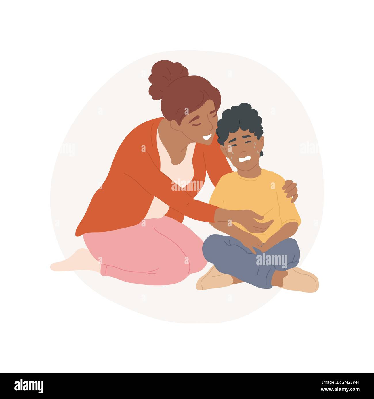 Empathy isolated cartoon vector illustration. Mom comforts the child ...