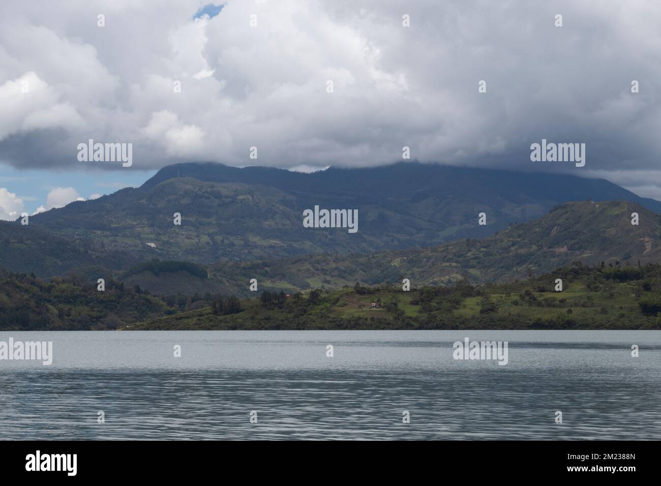 Beautiful andean mountain range with clouds at the top viewed from a ...