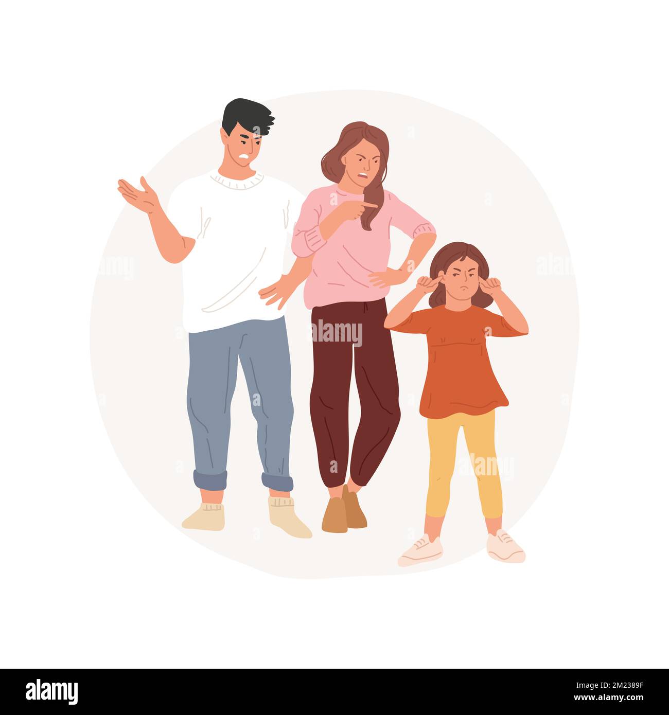 Arguing with parents isolated cartoon vector illustration. Naughty kid not listening to parents ...