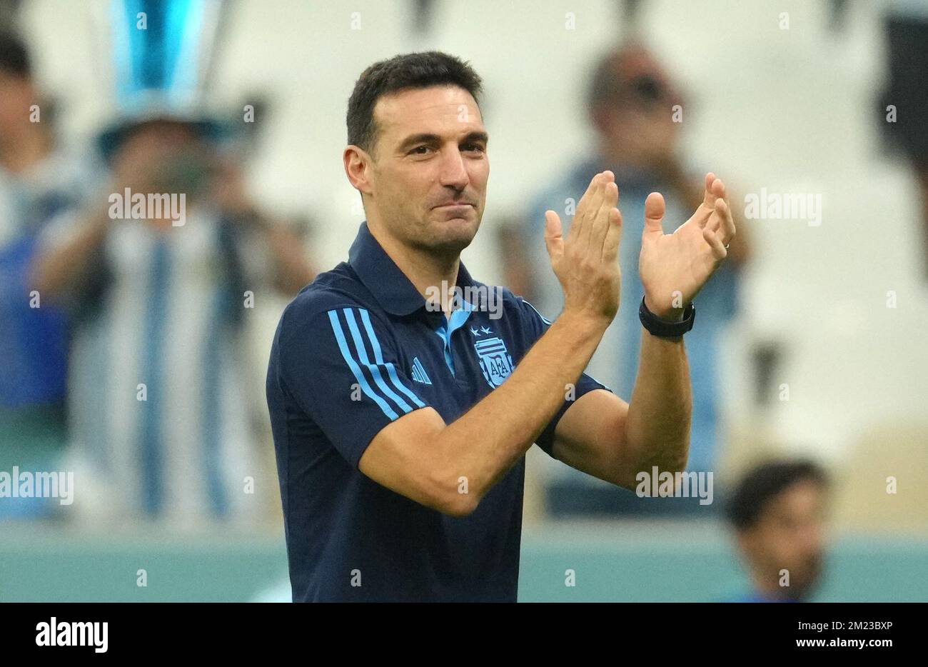 Argentina manager Lionel Scaloni celebrates after the FIFA World Cup ...