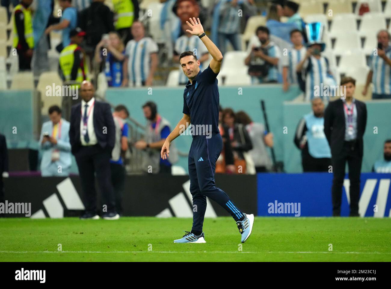 Argentina manager Lionel Scaloni celebrates after the FIFA World Cup ...