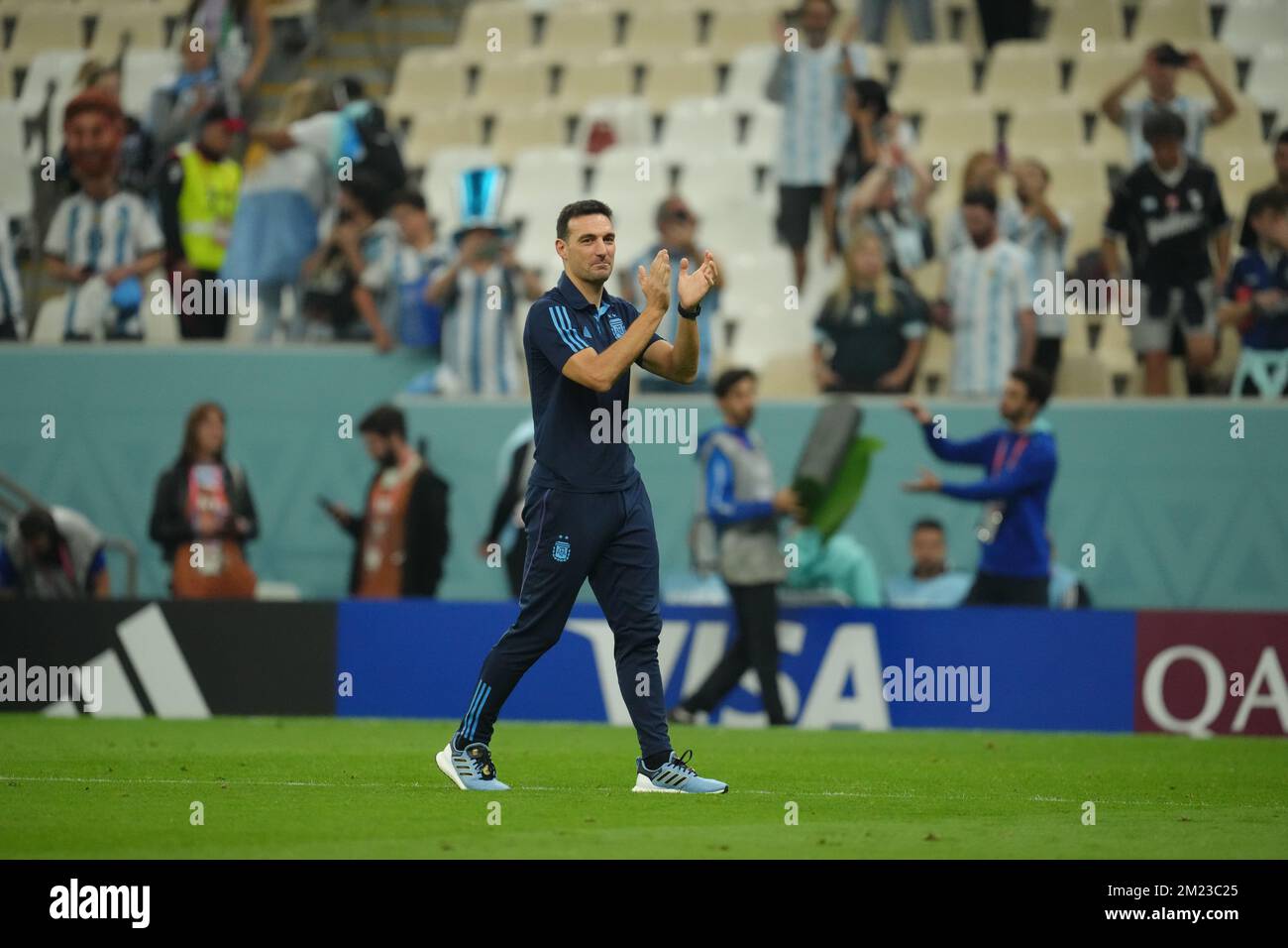 Argentina manager Lionel Scaloni celebrates after the FIFA World Cup ...