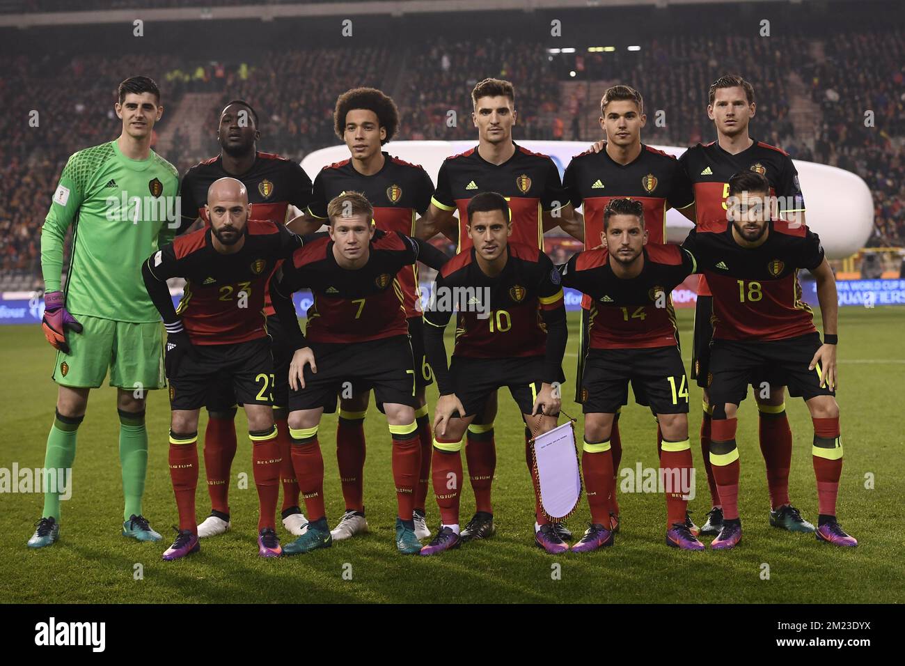 (upper L-R) Belgium's goalkeeper Thibaut Courtois, Belgium's Romelu ...