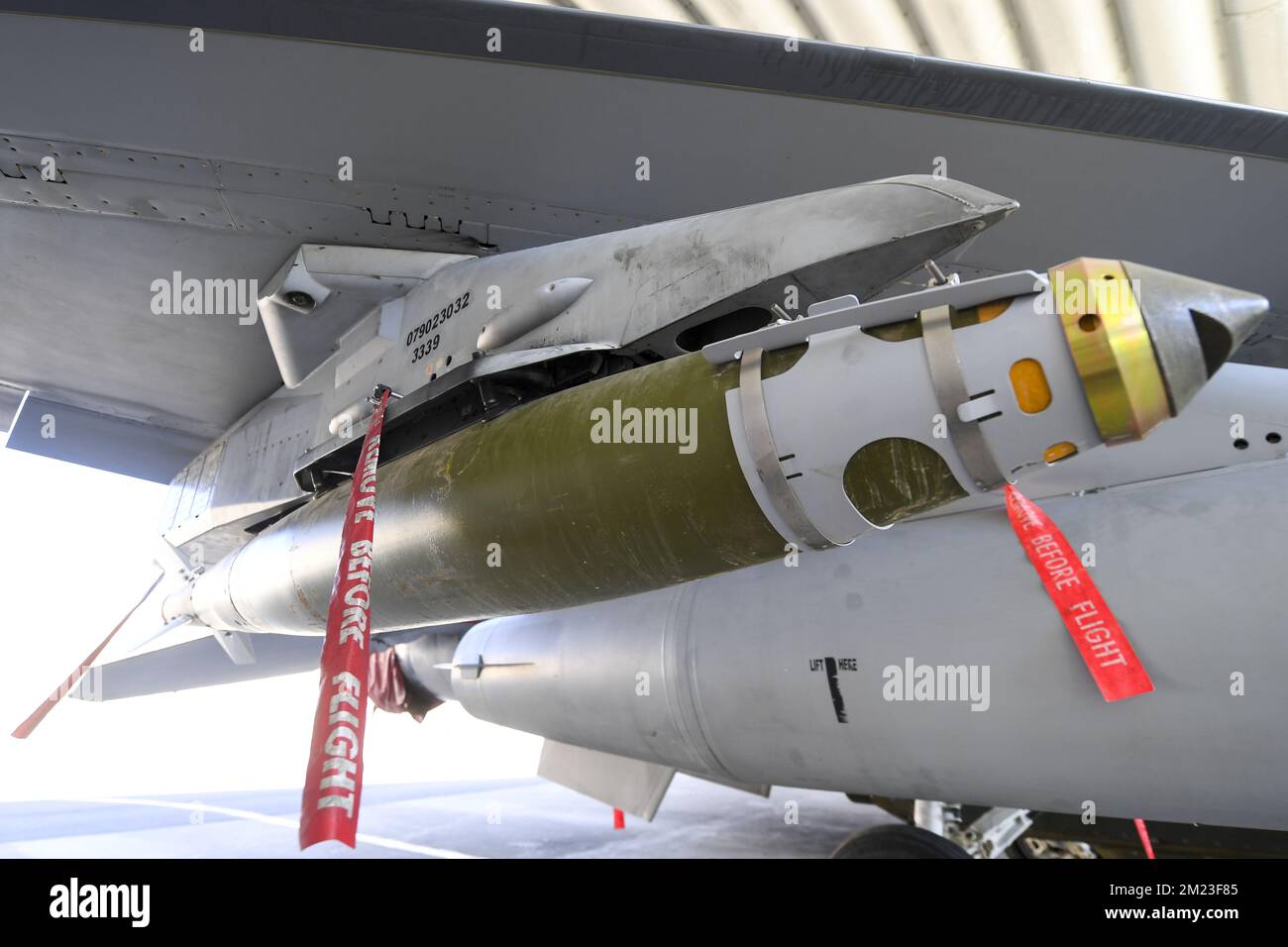 Belgian fighter plane pictured at a visit at the Al Azraq Air force ...
