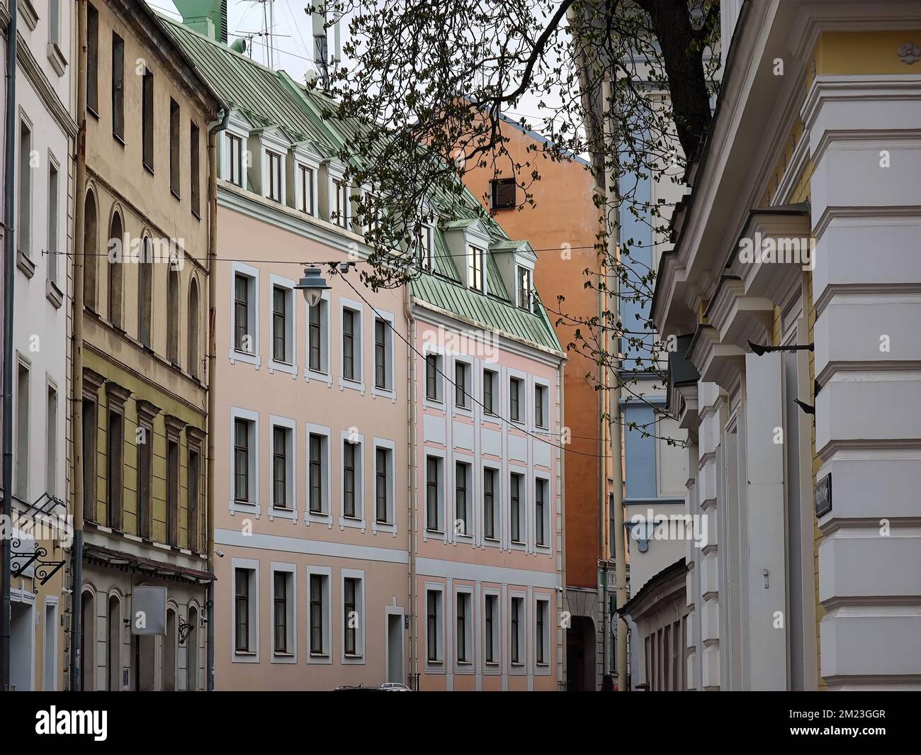 Architecture of Old Town of Riga, Latvia. Modern exterior of buildings ...