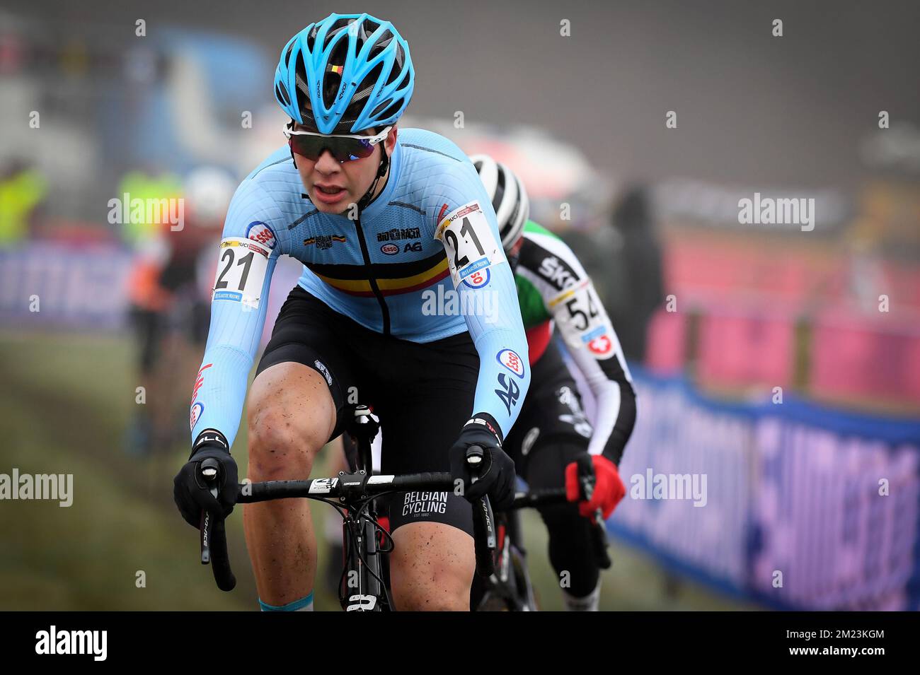 Belgian Florian Vermeersch pictured in action during the junior race of ...
