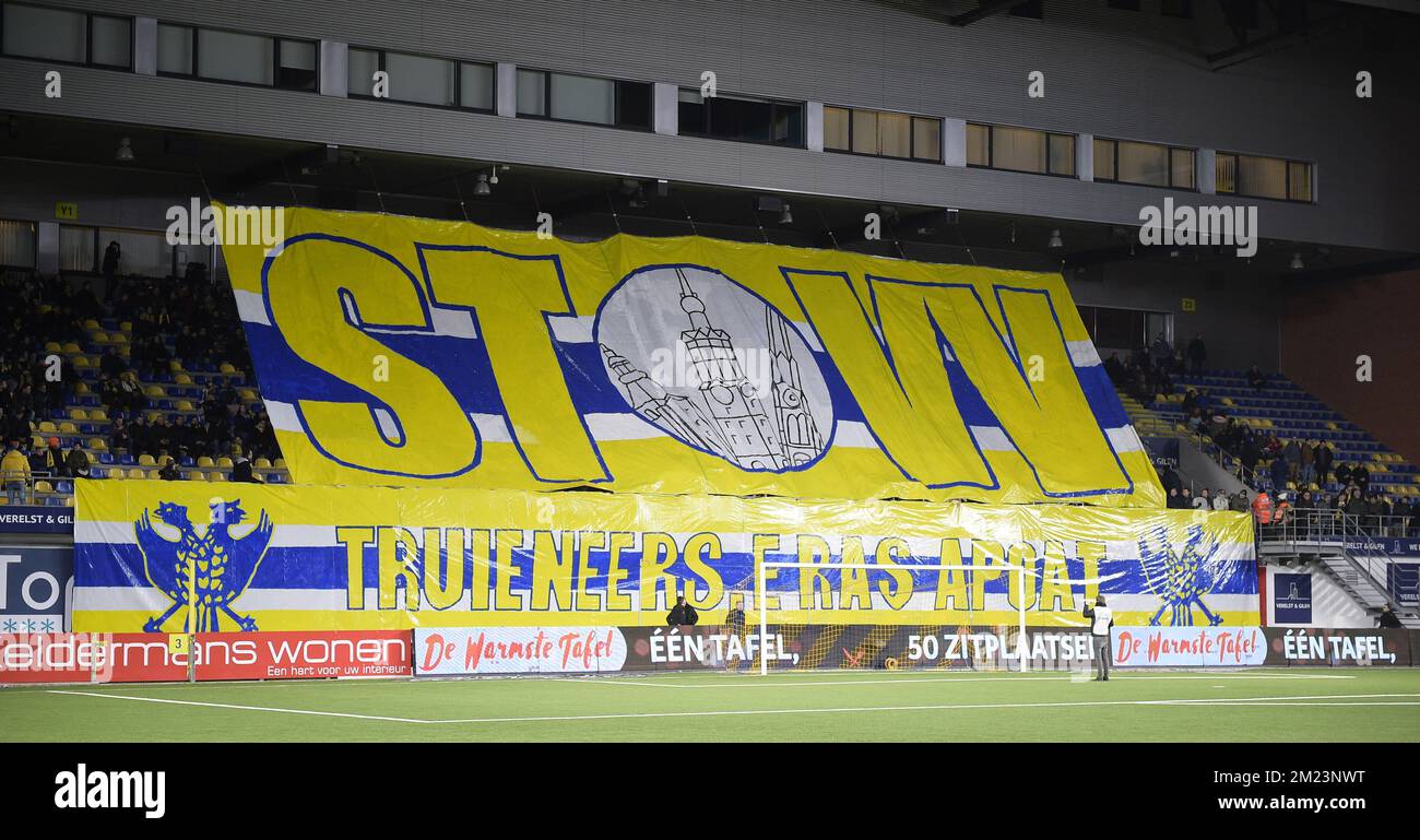 Illustration picture shows STVV supporters showing a tifo before the ...