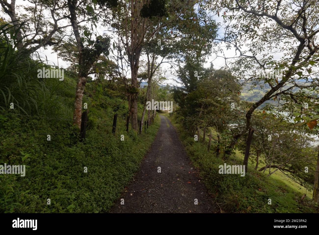 Colombian gachala toen viewed from guavio reservoir lake edge with ...