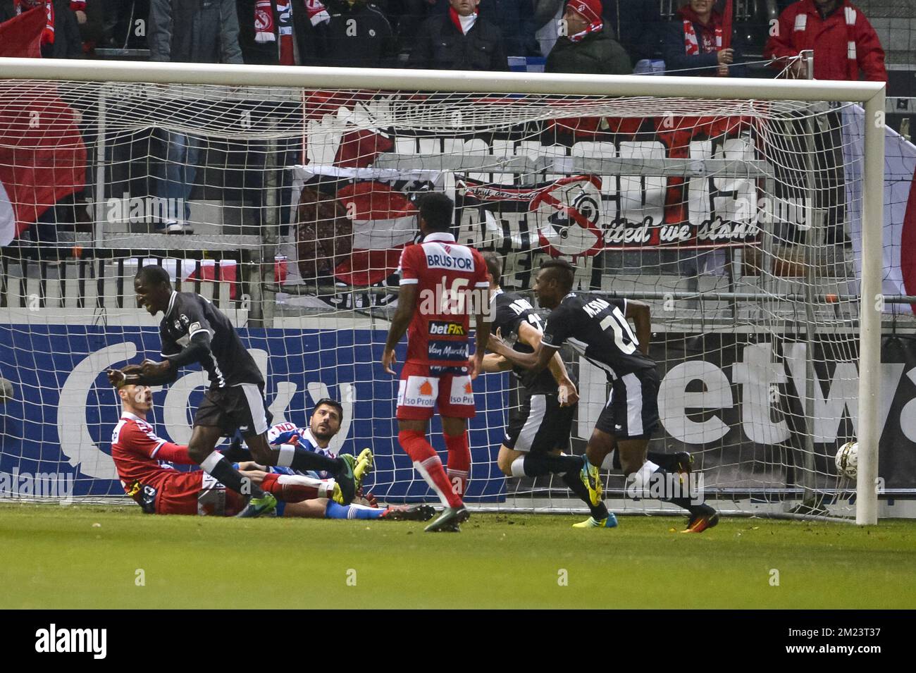 Eupen's Ibrahim Diallo scores a goal during a soccer game between KAS ...