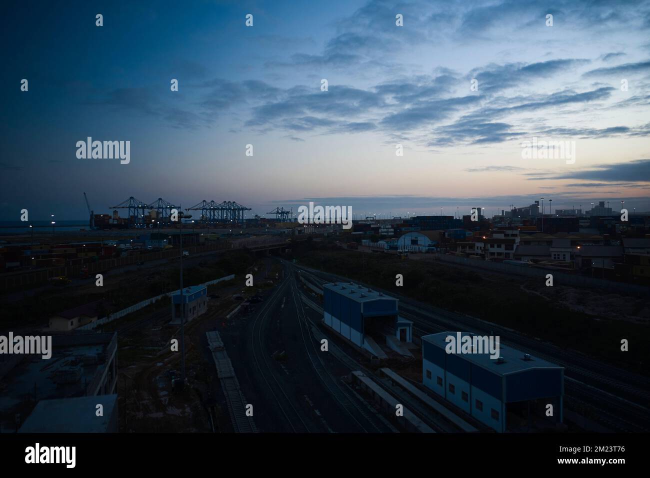 A bird's eye view of a sunset on a Tema port in Ghana Stock Photo - Alamy