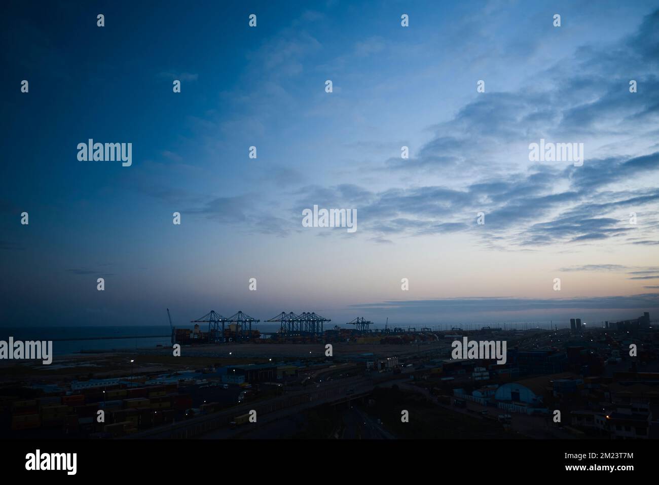 A bird's eye view of a sunset on a Tema port in Ghana Stock Photo - Alamy