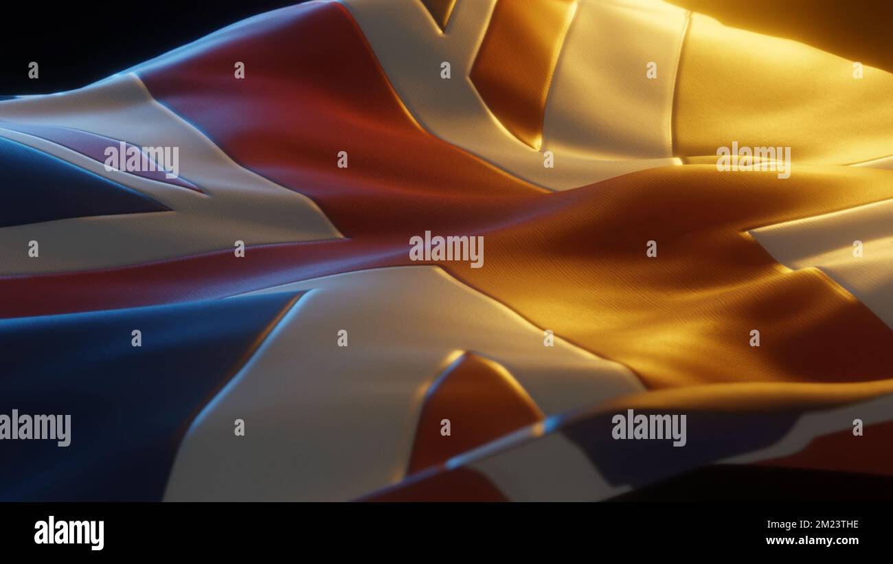 United Kingdom UK Flag Close up Low Angled Perspective 3d Render Stock ...