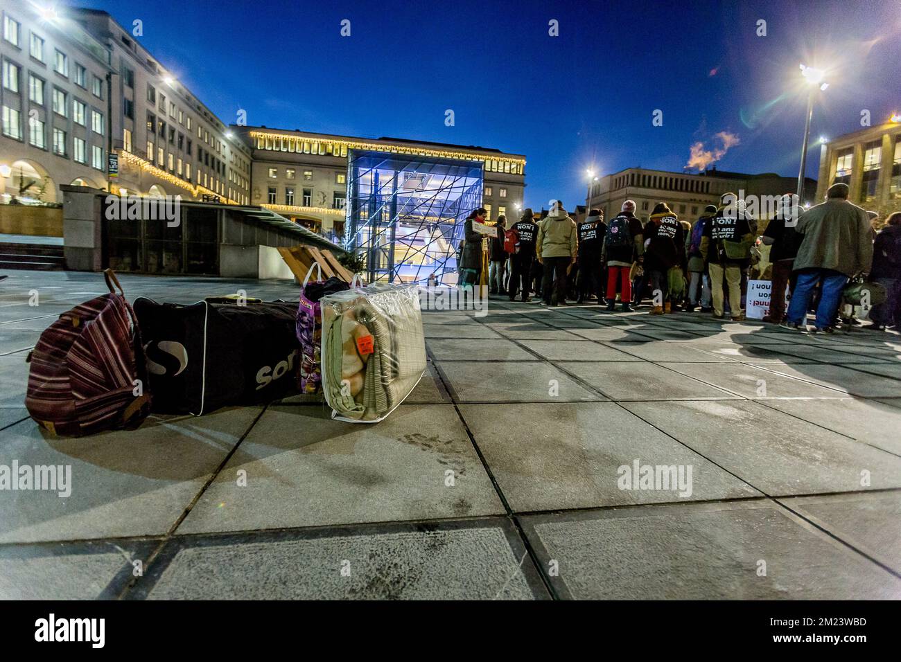 Illustration picture taken before the start of a 'sleeping bag' protest ...