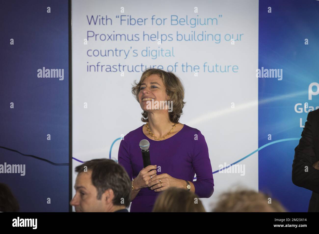 Proximus CEO Dominique Leroy pictured during a press conference of ...