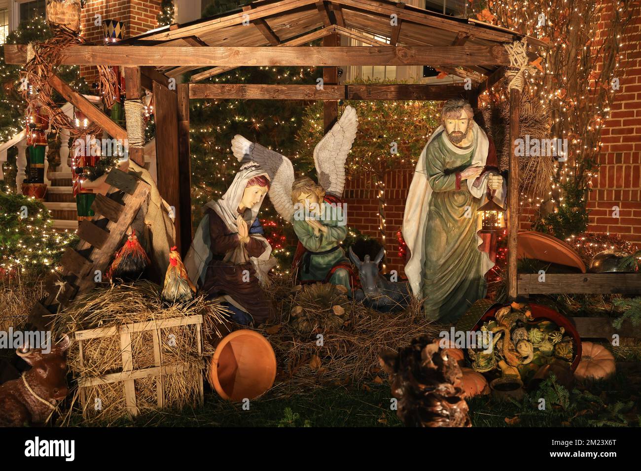 A nativity scene in the yard outside a home in the Dyker Heights ...