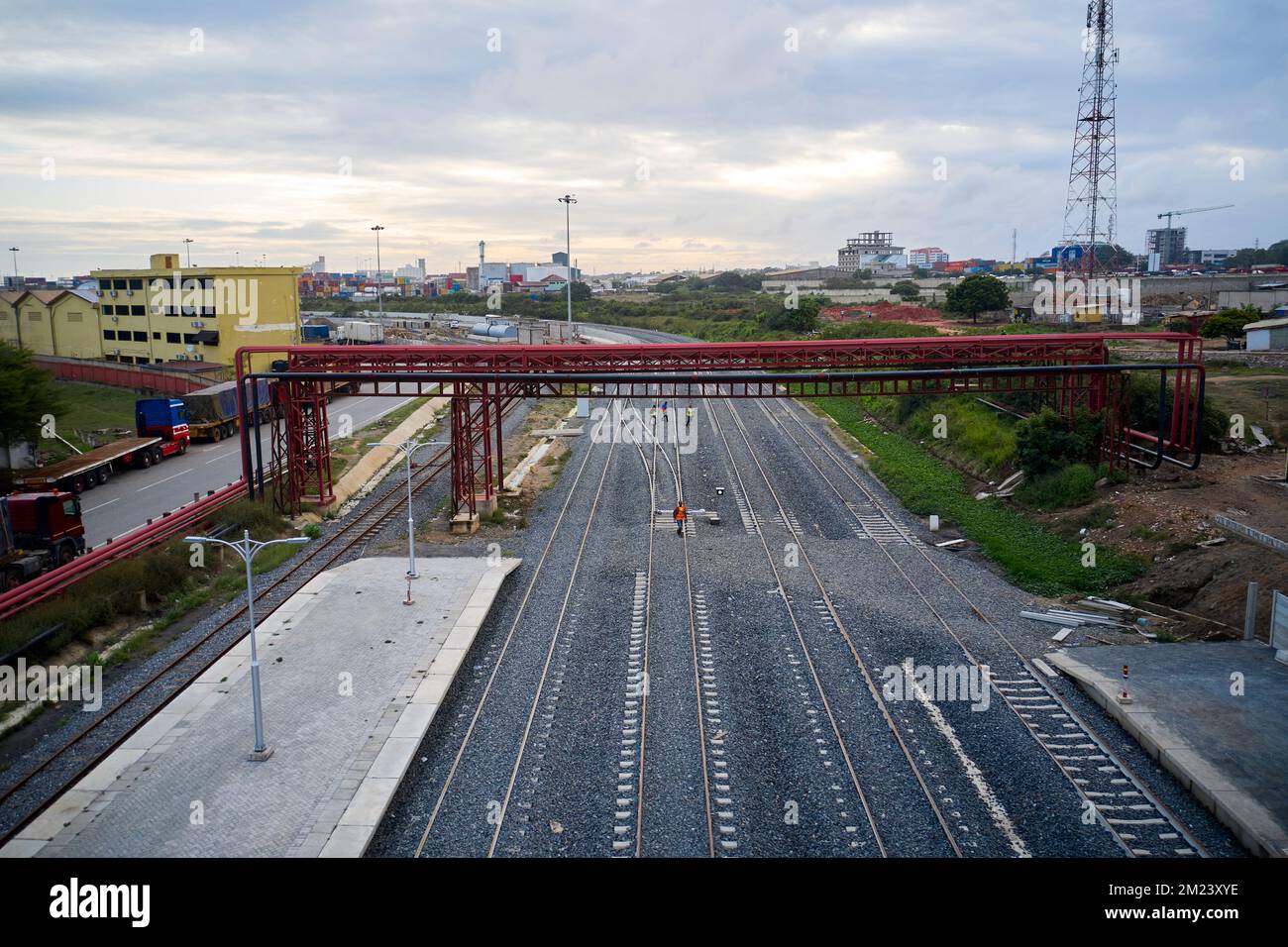 A bird's eye view of a train track in Ghana Stock Photo - Alamy