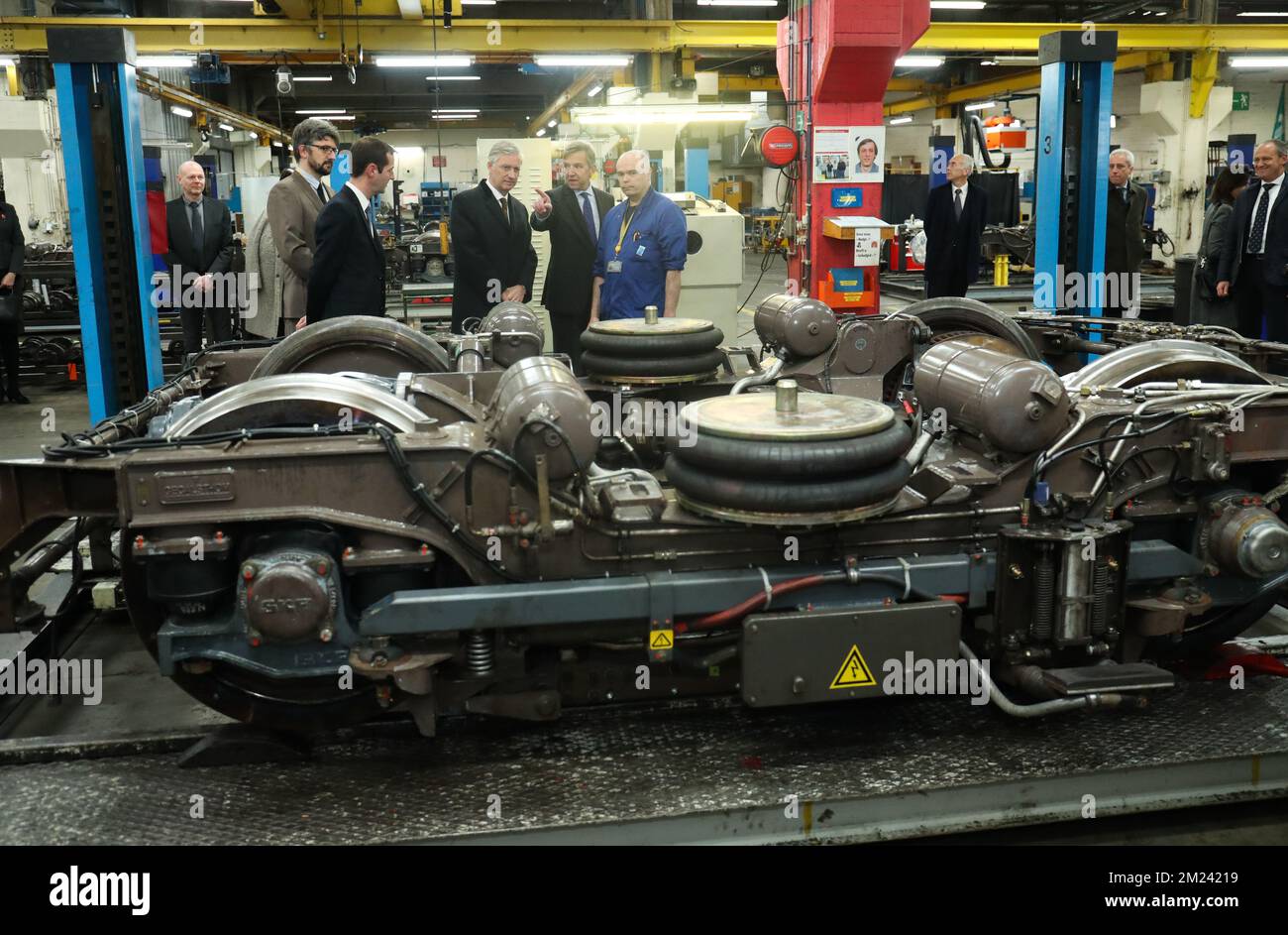 King Philippe - Filip of Belgium (C) and MIVB-STIB CEO Brieuc de Meeus ...