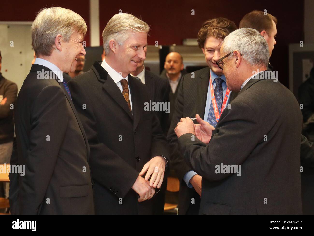 King Philippe - Filip of Belgium (C) and MIVB-STIB CEO Brieuc de Meeus ...