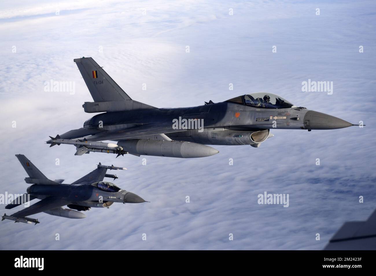 Illustration picture shows a test flight of an F16 figher jet of the ...