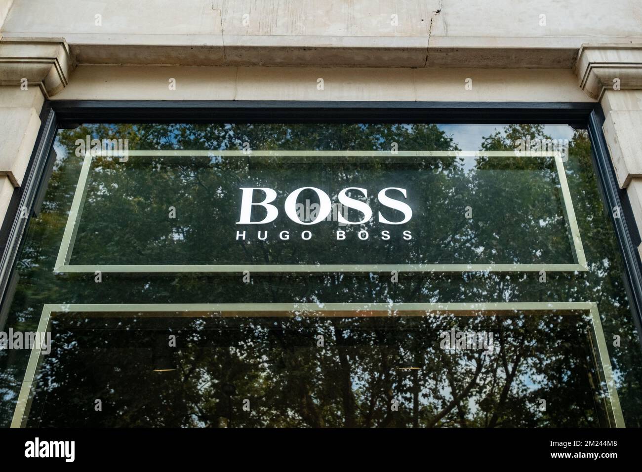 London- Hugo Boss store exterior signage Stock Photo - Alamy