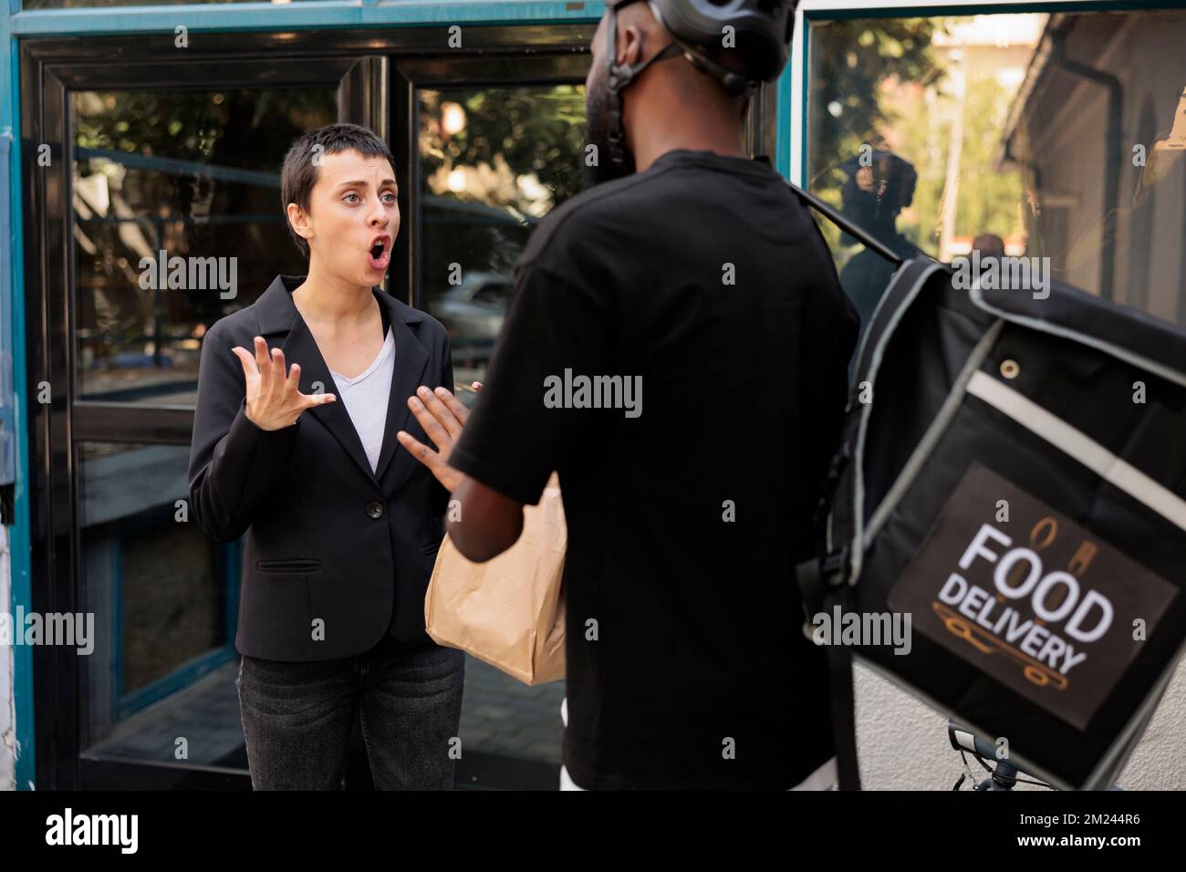 Food delivery delay, impulsive office employee getting wrong order ...