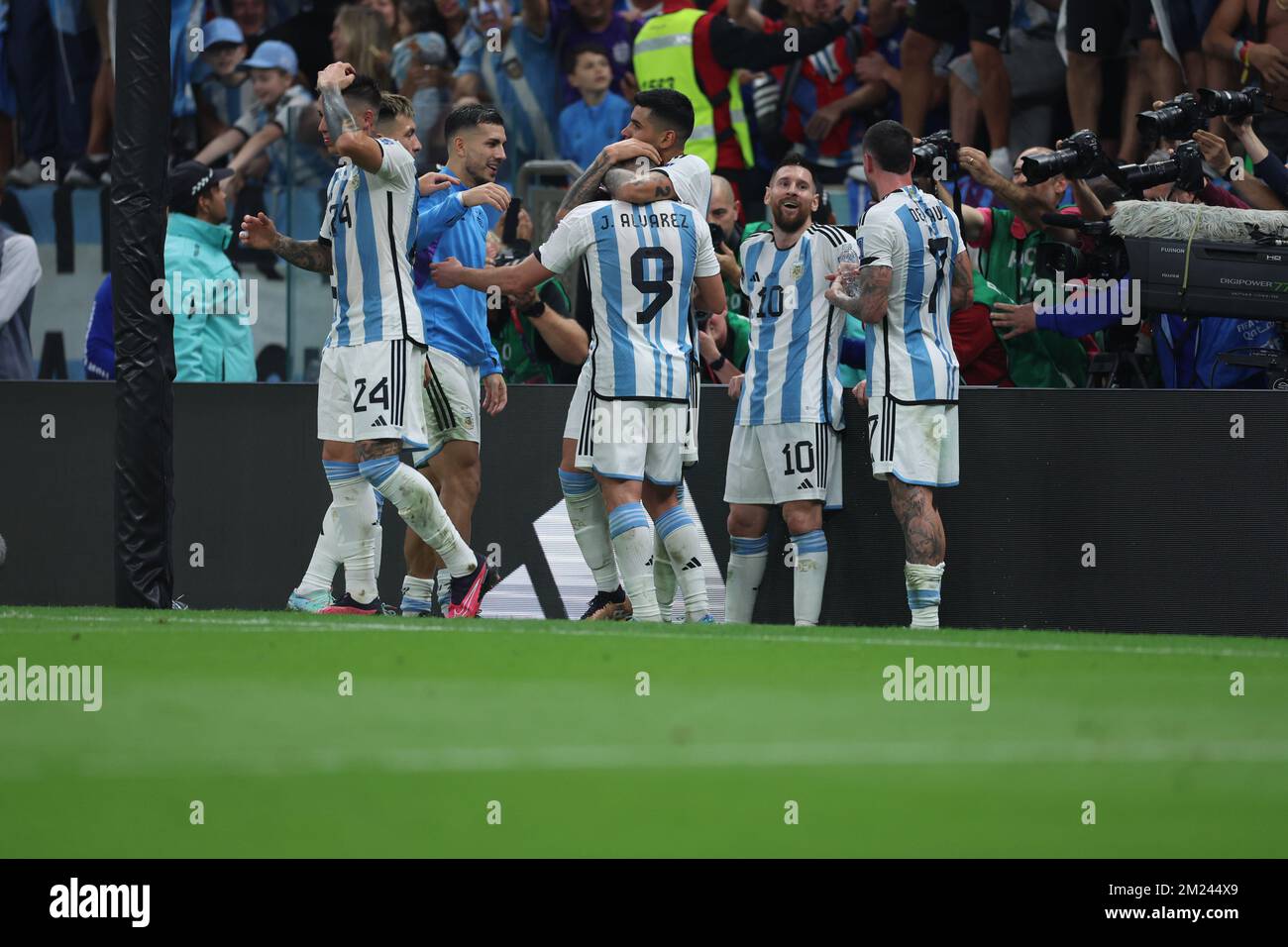 Doha, Qatar. 13th Dec, 2022. Julián Álvarez Argentina player Celebret ...