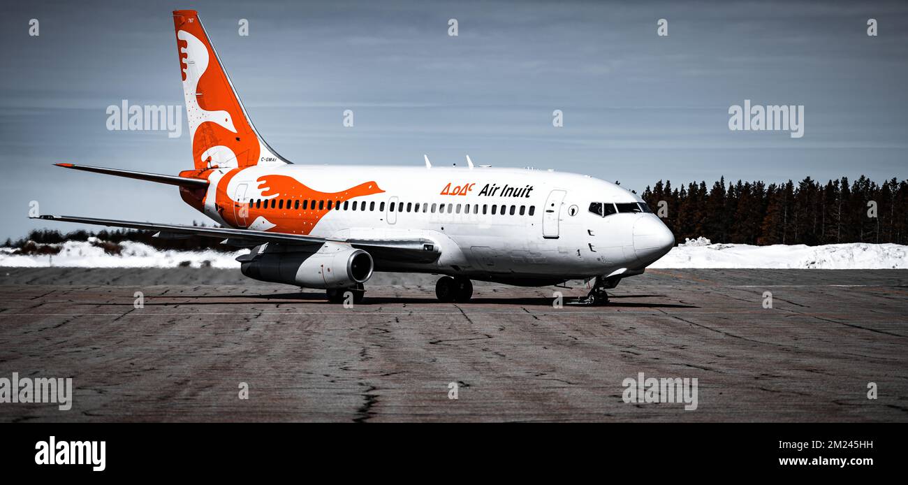 Radisson, Quebec, Canada, 2022-04-28, Air Inuit Boeing 737-200 arriving ...