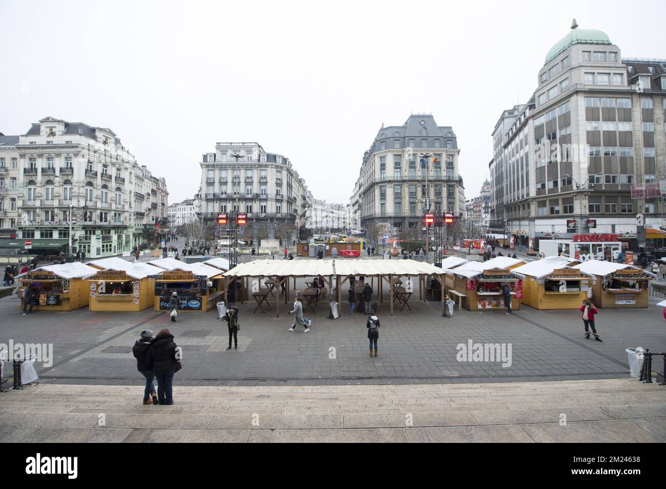 Illustration picture shows the Beurs/ La Bourse square on New Year's ...
