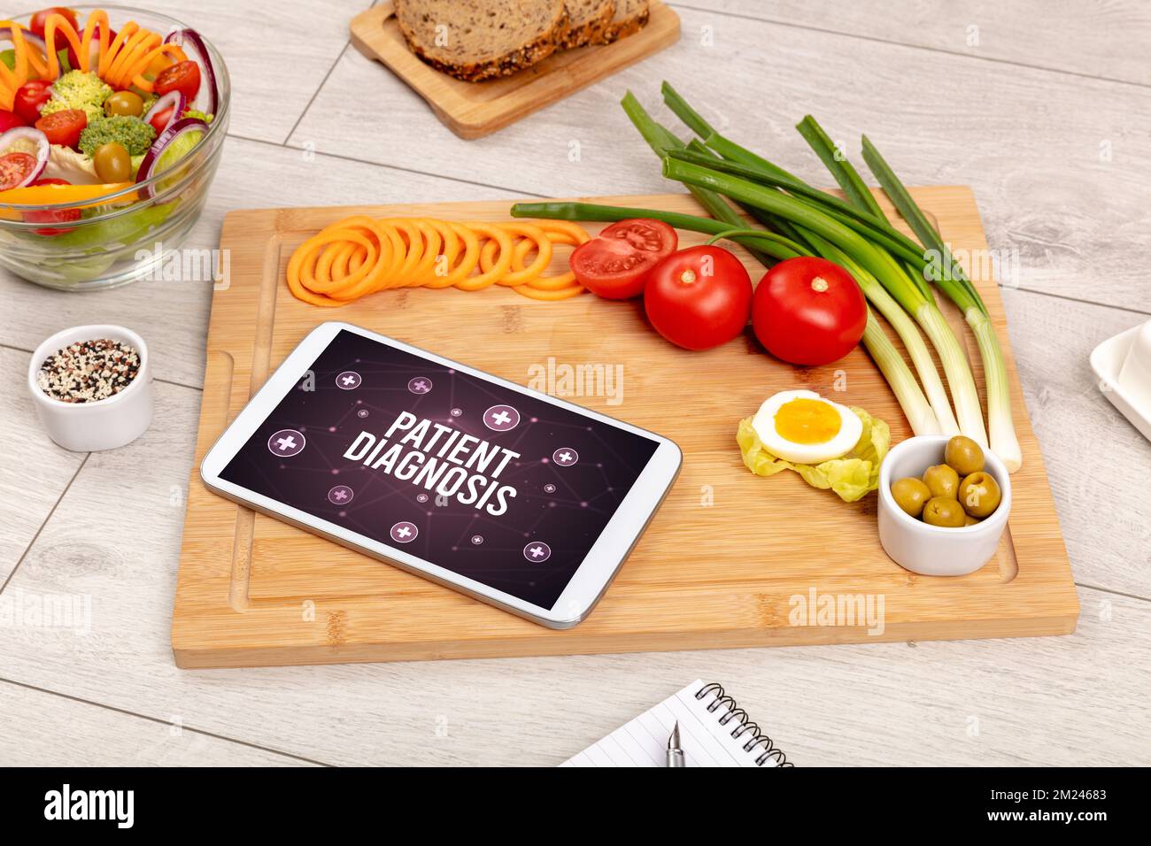 Tablet Pc with fruits, healthy concept Stock Photo - Alamy