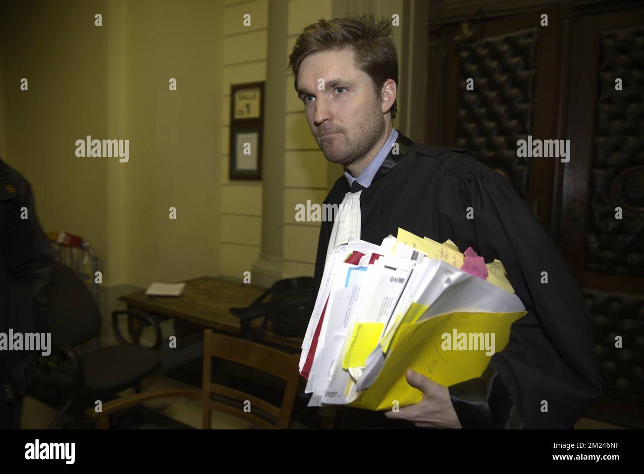 Lawyer Dimitri De Becco pictured after a session of the appeal court in ...
