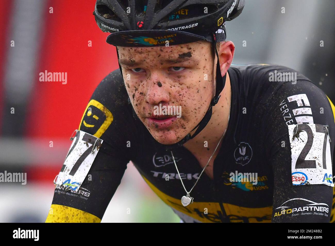 Belgian Andreas Goeman crosses the finish line at the Belgian national ...