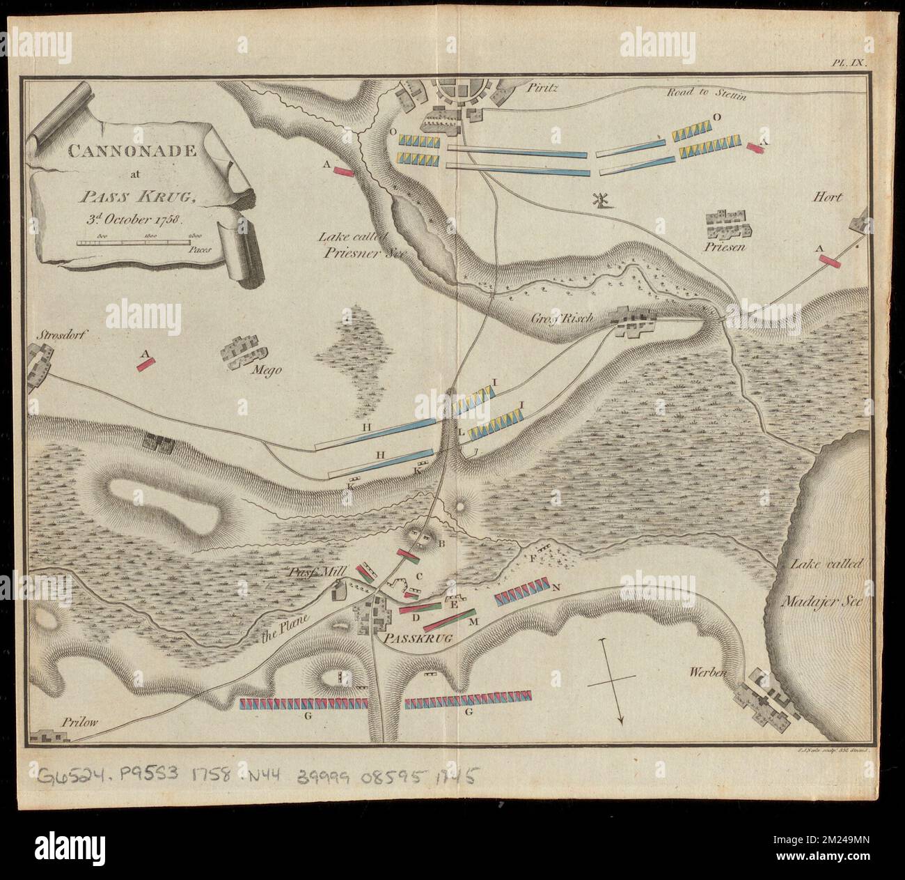 Cannonade at Pass Krug, 3d. October 1758 , Seven Years' War, 1756-1763, Campaigns, Poland ...