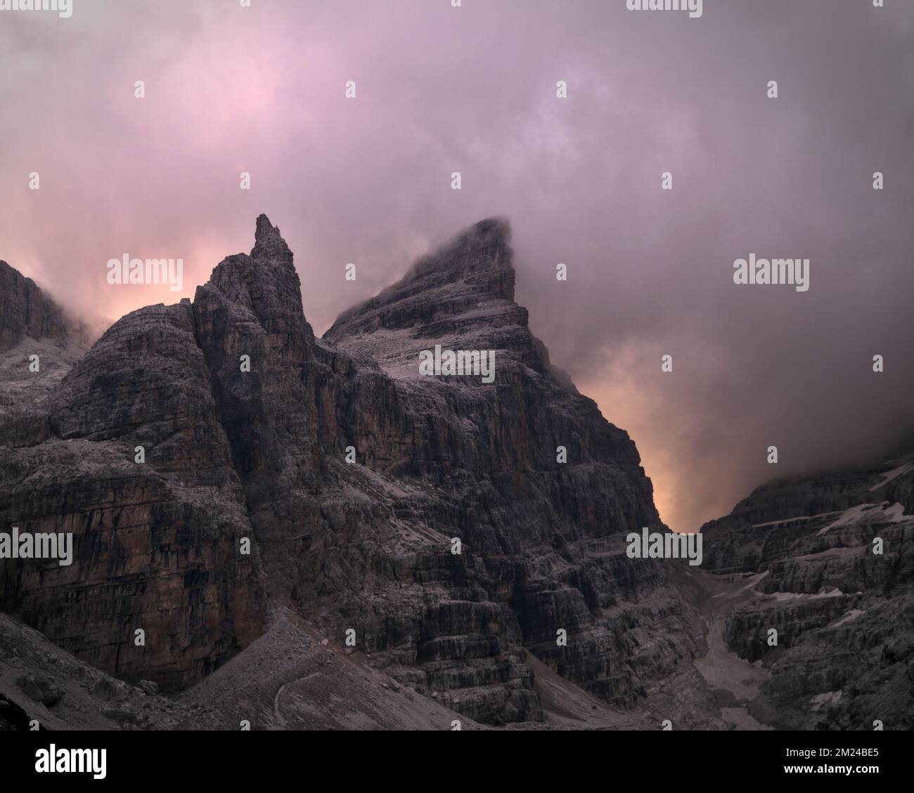 brenta Dolomites during sunrise. Dolomites brenta mountain, Italy Stock ...