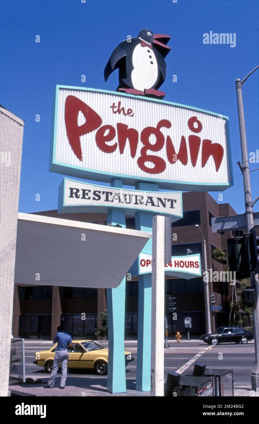 Sign for the Penguin restaurant in Santa Monica, CA Stock Photo - Alamy