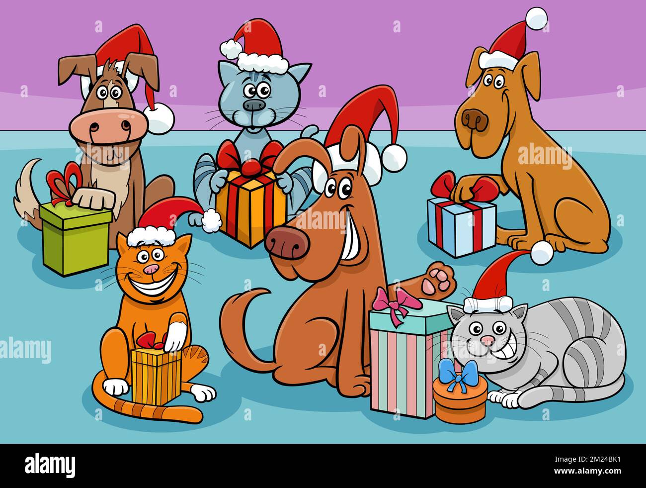 Cartoon illustration of funny animal comic characters group with ...