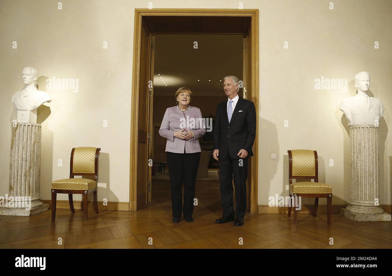 Germany Chancellor Angela Merkel and King Philippe - Filip of Belgium ...