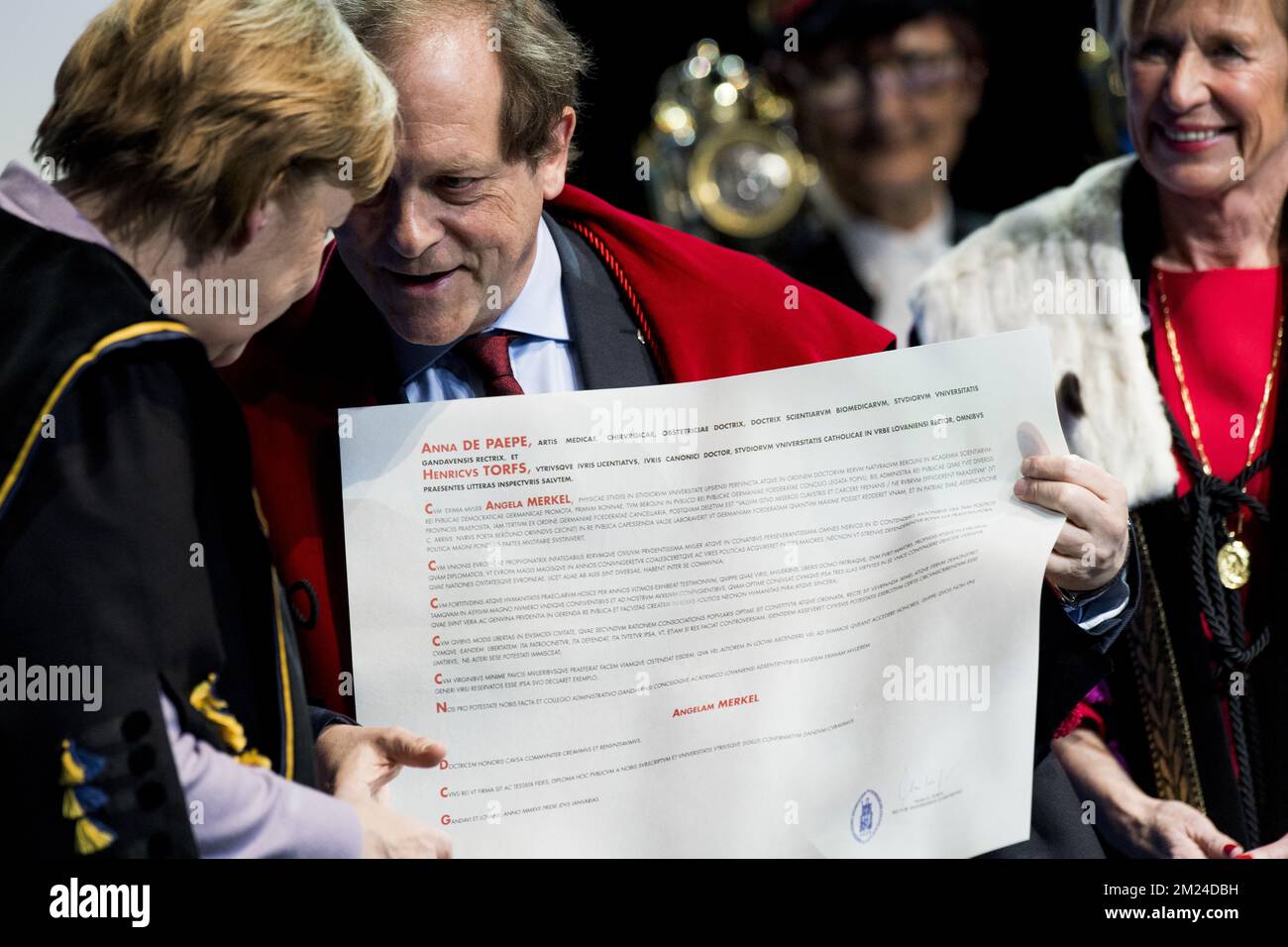 Germany Chancellor Angela Merkel, Rector of the KU Leuven university ...