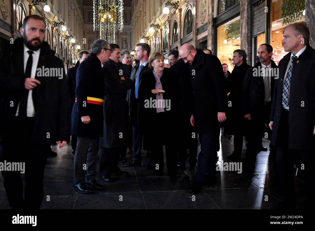 Brussels City mayor Yvan Mayeur, Germany Chancellor Angela Merkel and ...