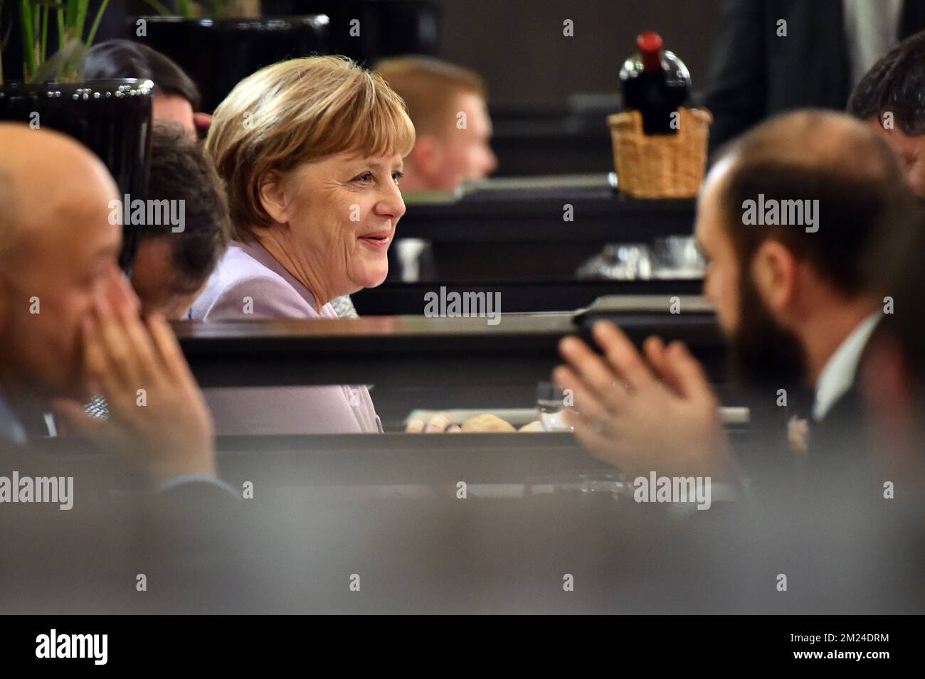 Germany Chancellor Angela Merkel pictured during a meeting between ...