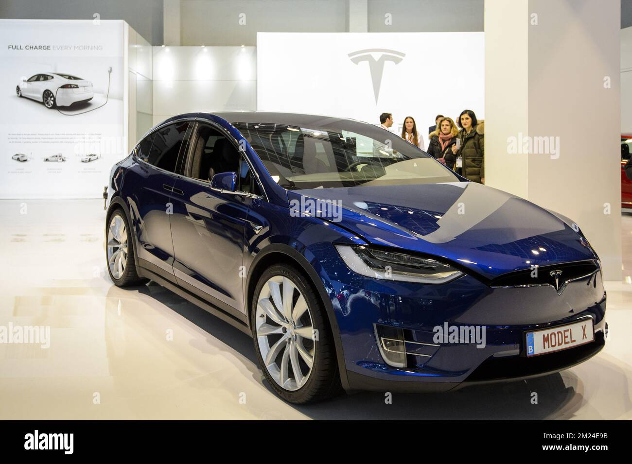Illustration picture shows the Tesla Stand during the opening of the ...