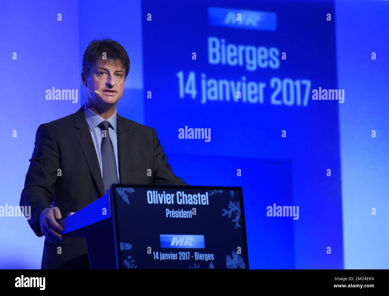 MR chairman Olivier Chastel delivers a speech during the new year's ...