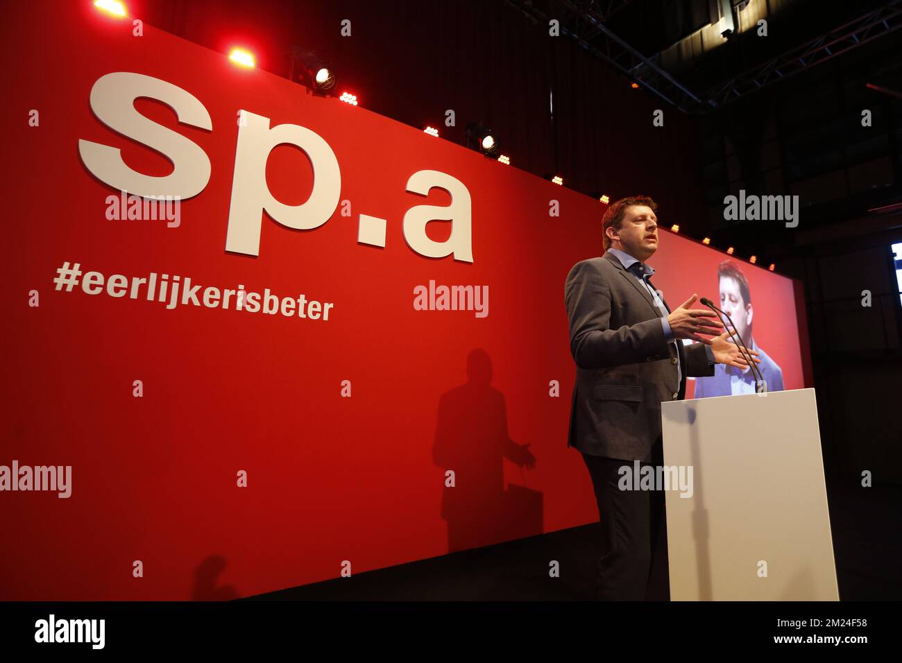 Sp.a chairman John Crombez delivers a speech at the new year's ...