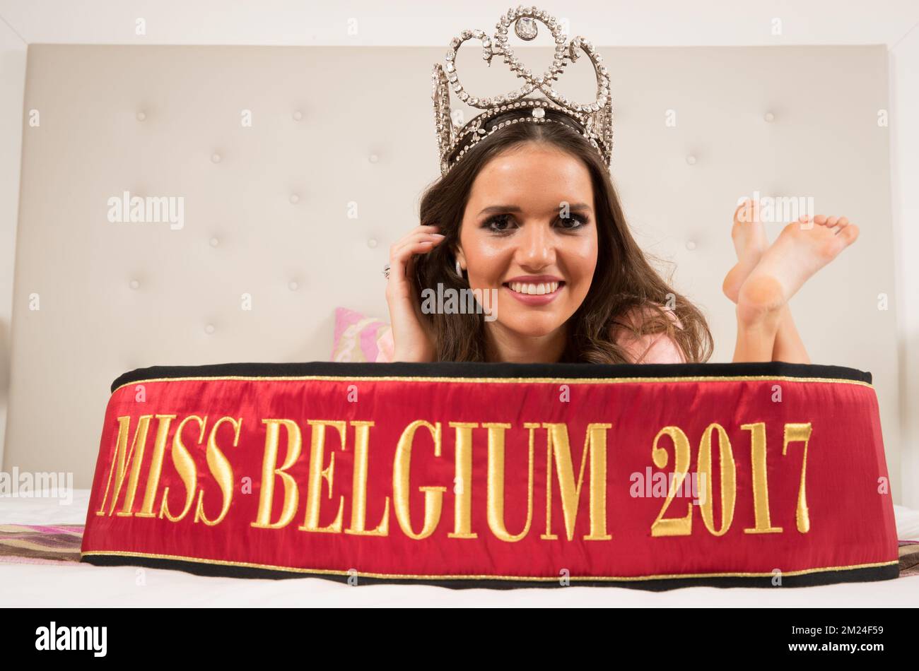 Winner of the Miss Belgium 2017 beauty contest Romanie Schotte poses ...