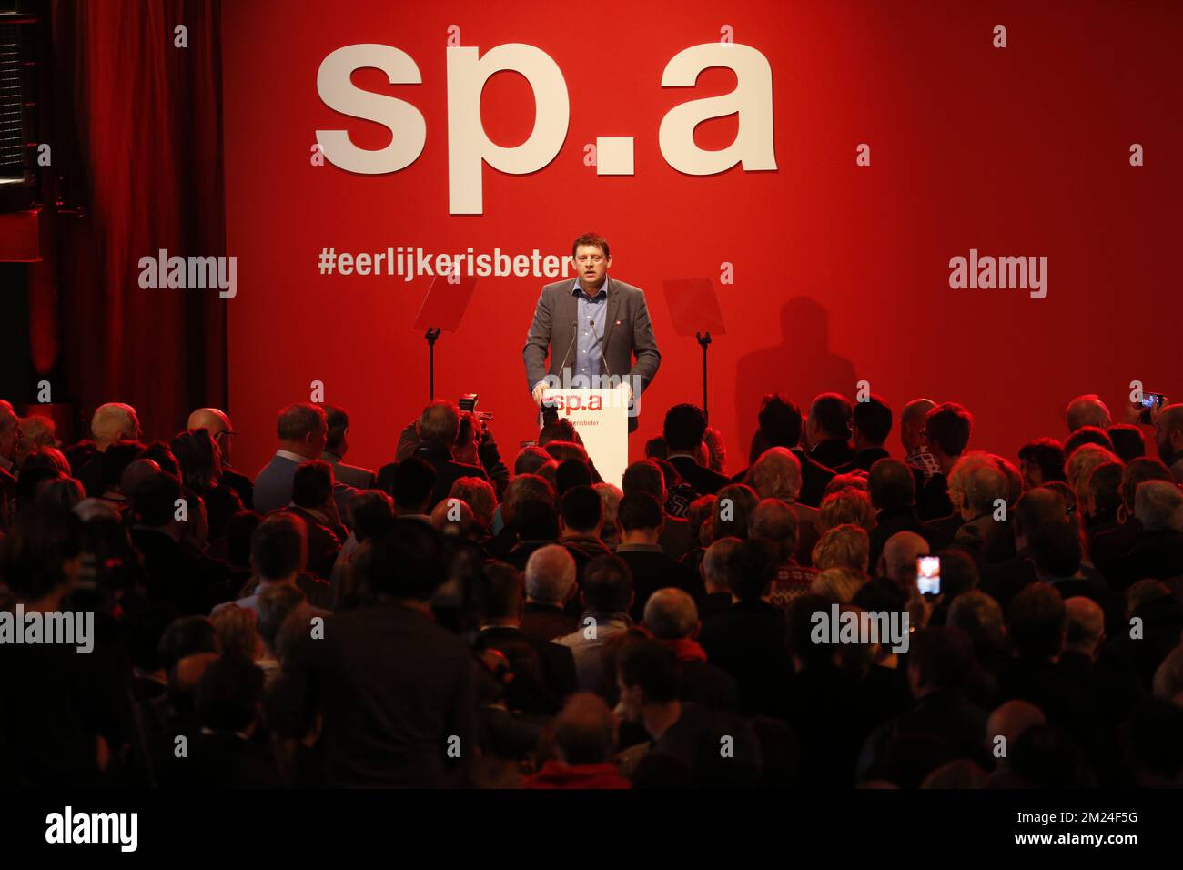 Sp.a chairman John Crombez delivers a speech at the new year's ...