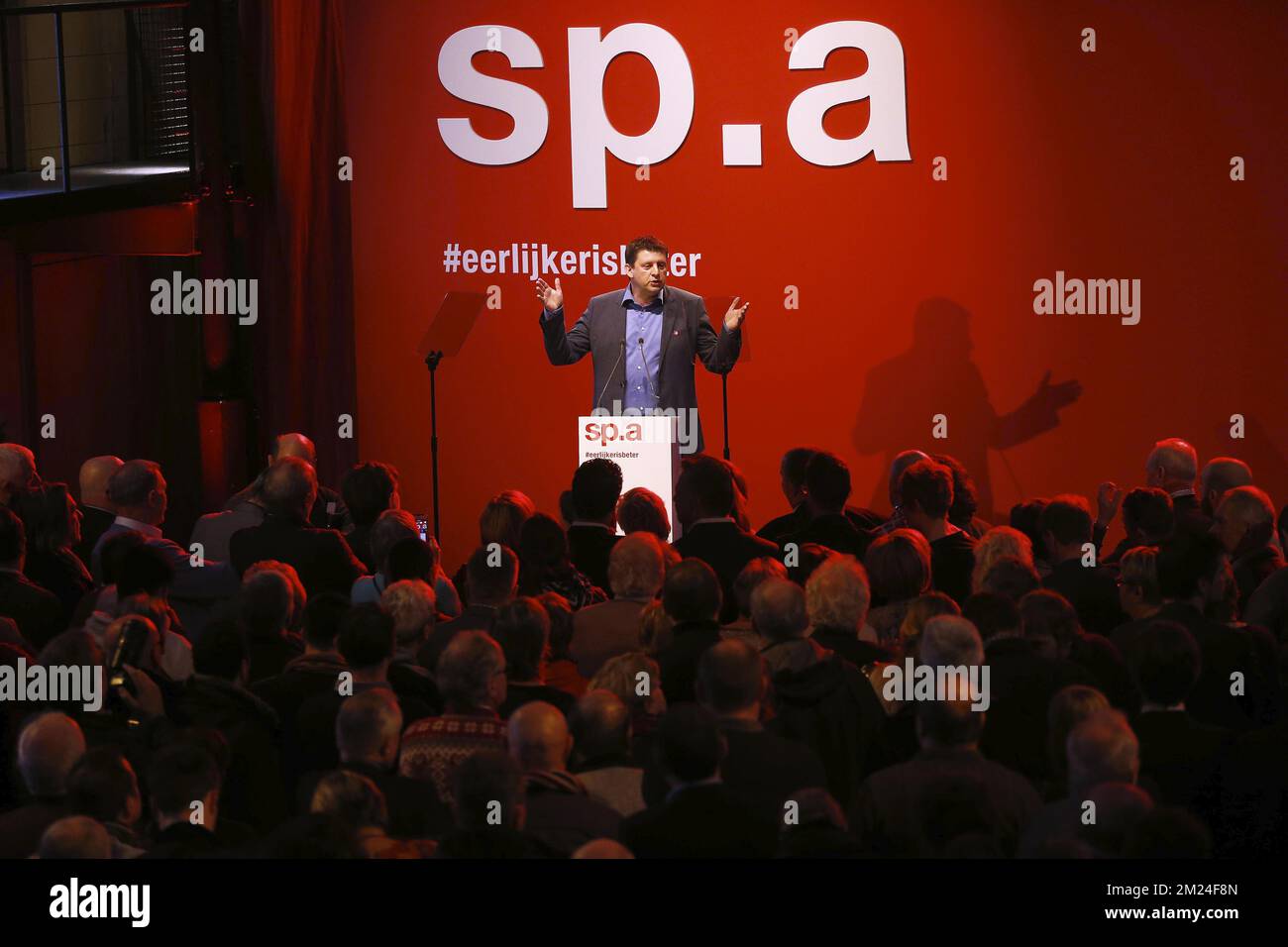 Sp.a chairman John Crombez delivers a speech at the new year's ...