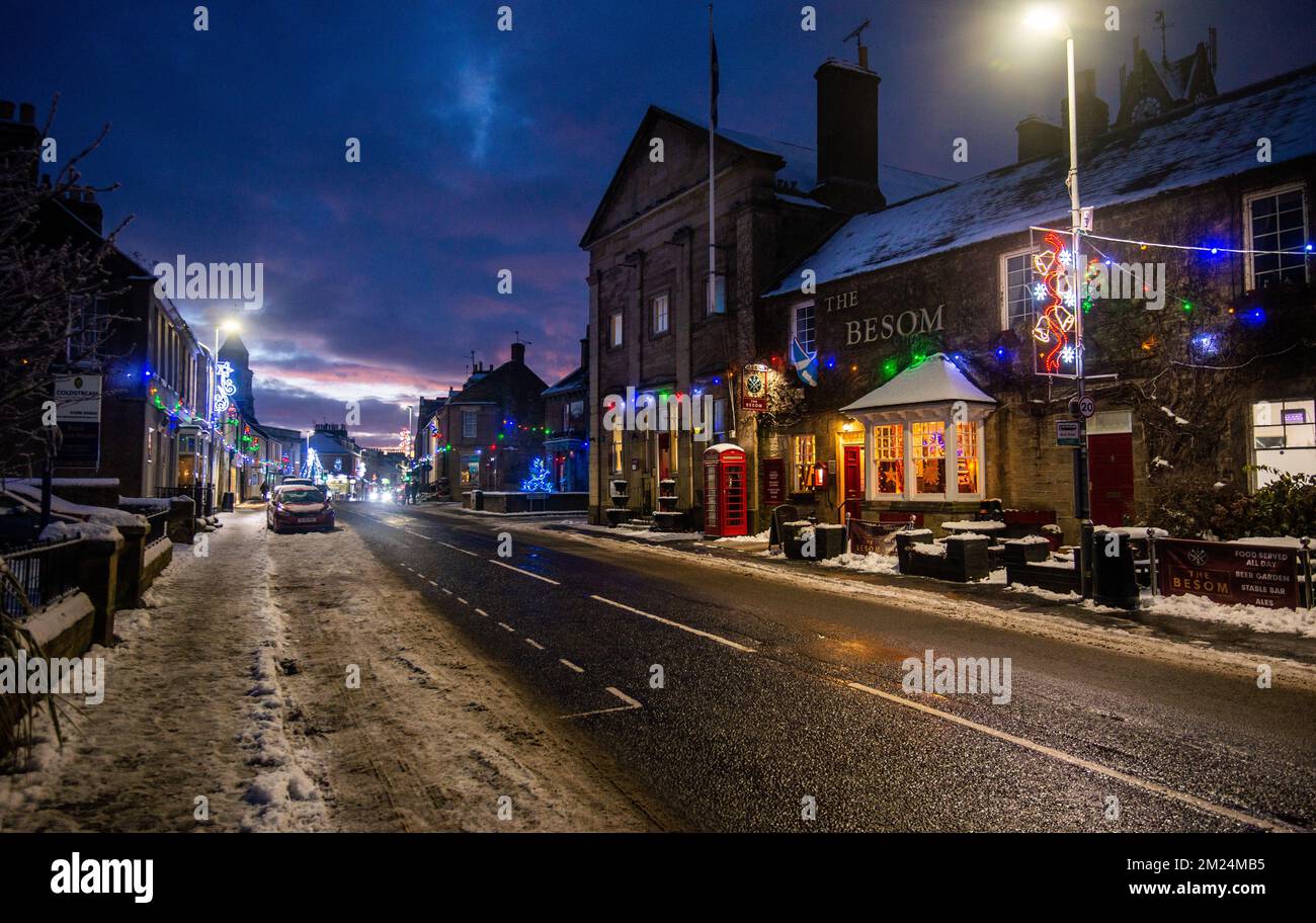 Coldstream at night a small rural town on the Scottish Border from ...