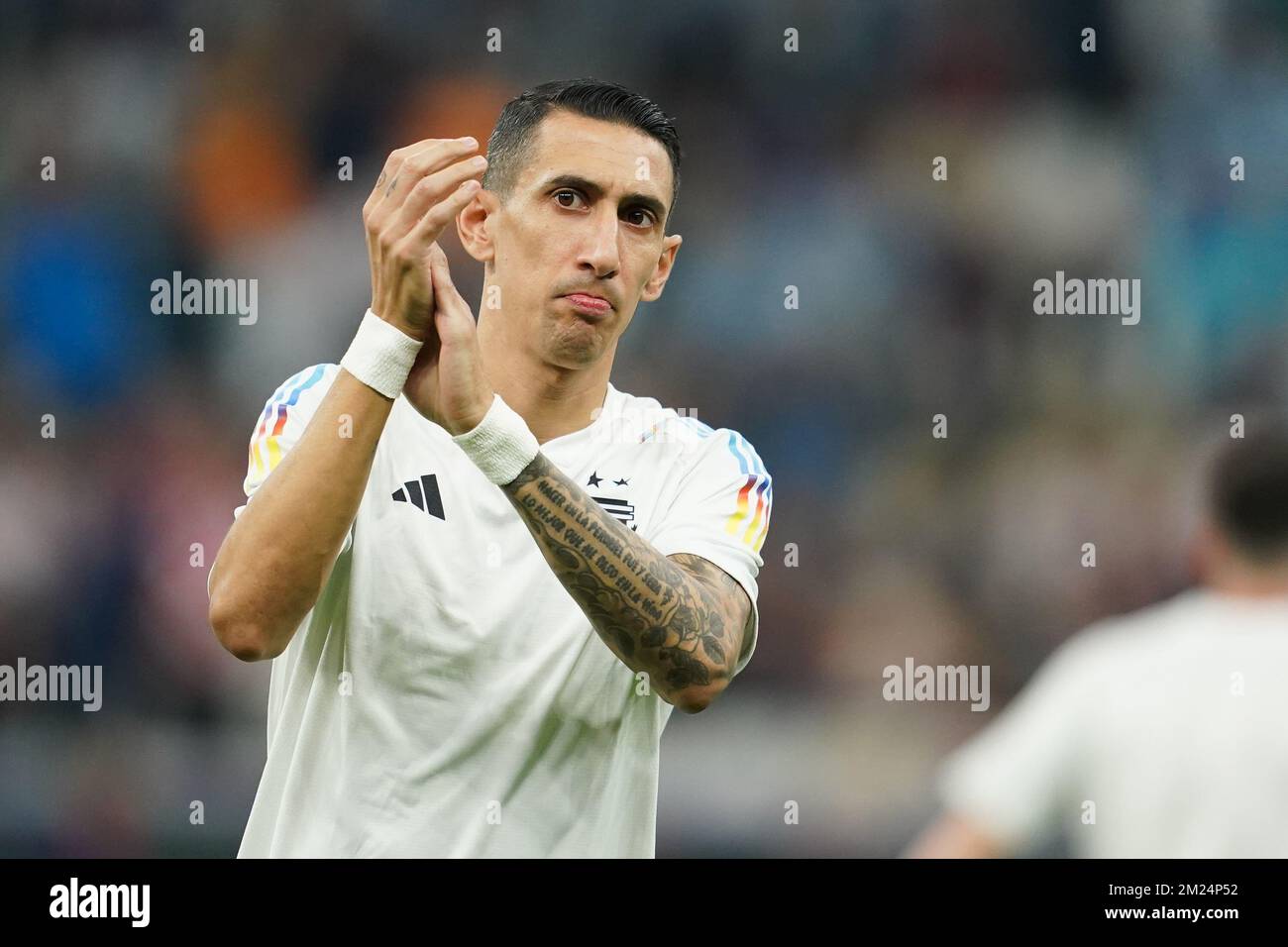 DOHA, QATAR - DECEMBER 13: Player of Argentina Ángel Di María warms up ...