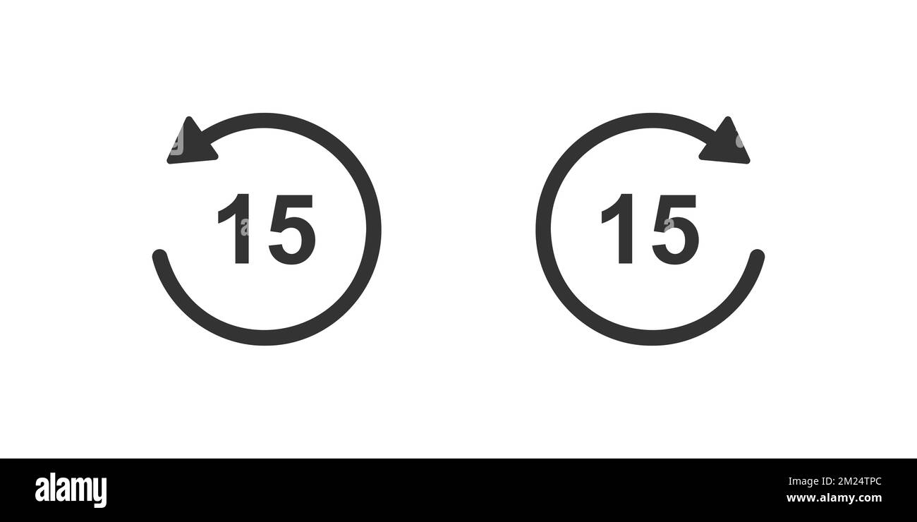 15 seconds rewind and fast forward icons. Round repeat and next buttons ...