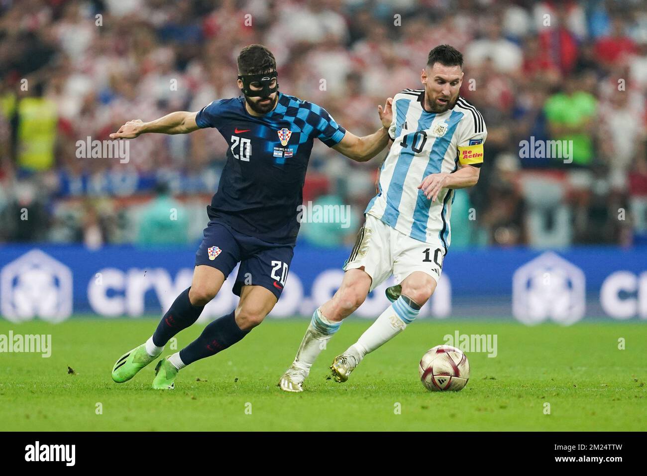DOHA, QATAR - DECEMBER 13: Player of Argentina Lionel Messi controls ...