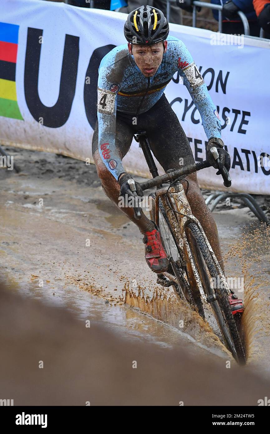 Belgian Nicolas Cleppe pictured in action during the men's U23 race in ...